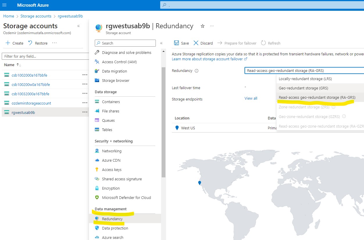 Storage Account Servisinde Yedeklilik Konfigürasyonlarını artık değişim ...
